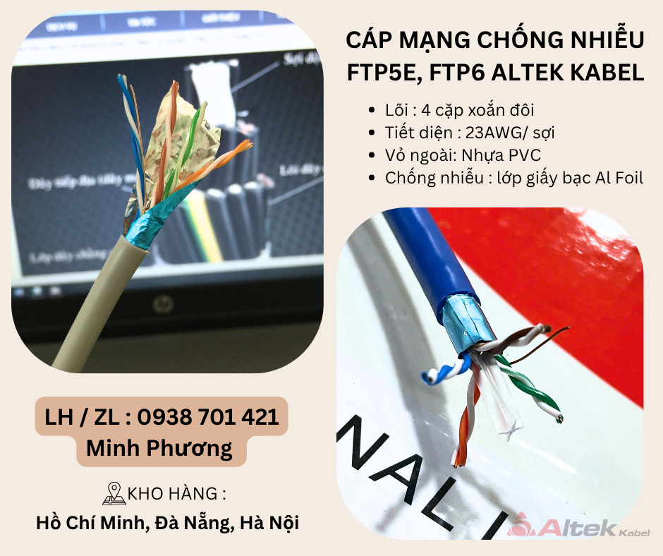 Cáp mạng chống nhiễu FTP5e, FTP6 Altek Kabel Đà Nẵng, Hà Nội, Hồ Chí Minh
